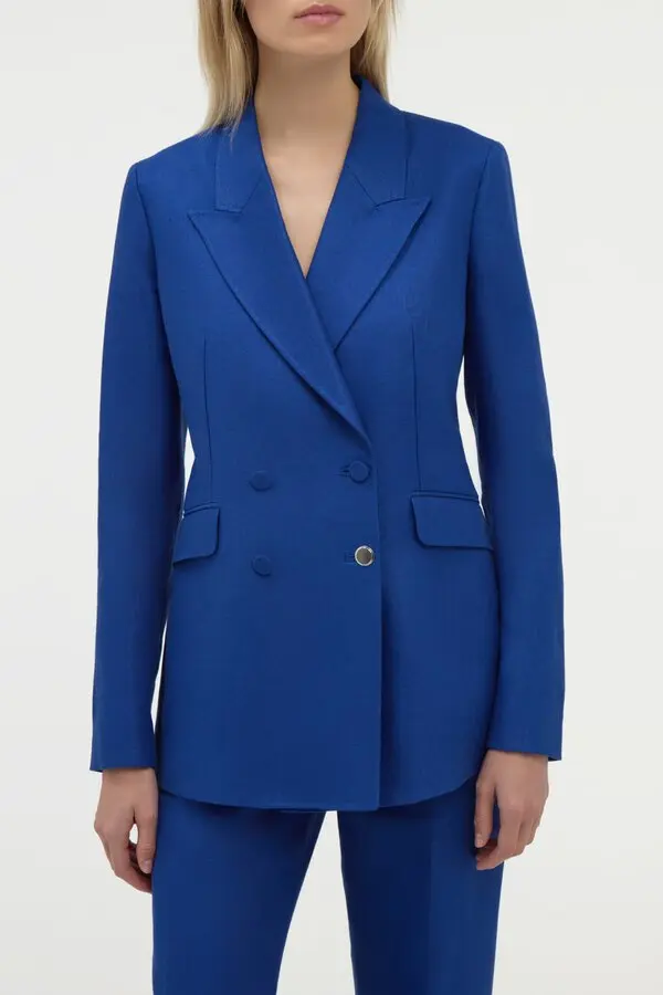 Gabriela Hearst Angela Double Breasted Linen Twill Blazer - Cobalt