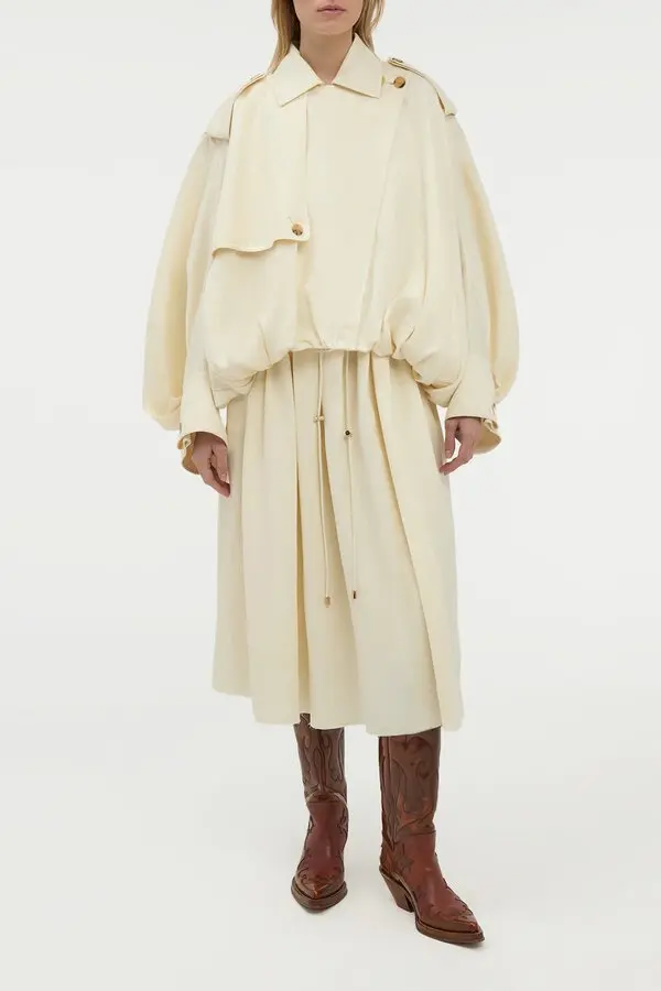 Gabriela Hearst Oversized Textured Linen Slub Trench Jacket