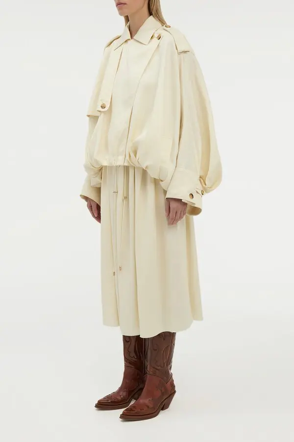 Gabriela Hearst Oversized Textured Linen Slub Trench Jacket