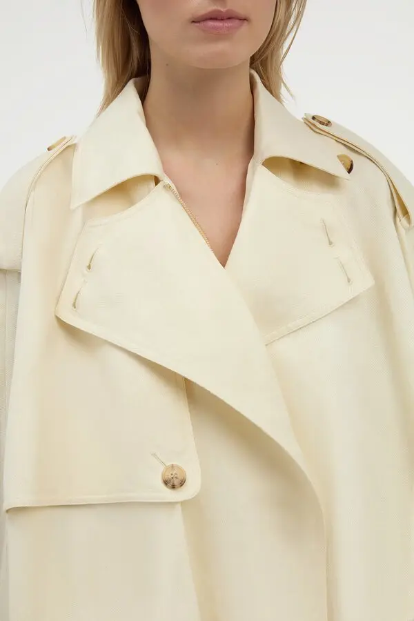 Gabriela Hearst Oversized Textured Linen Slub Trench Jacket