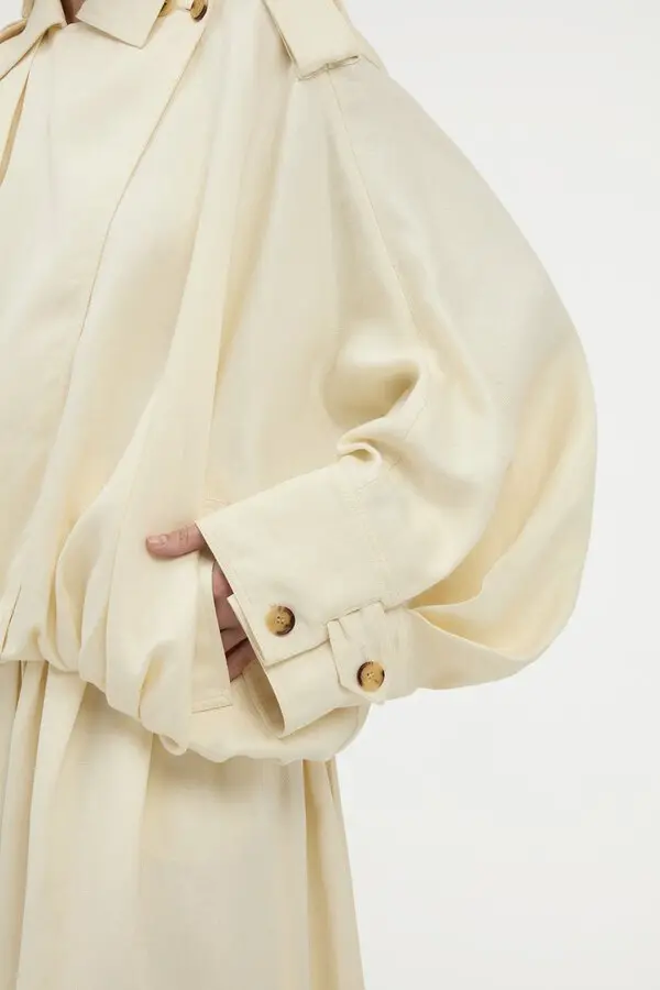 Gabriela Hearst Oversized Textured Linen Slub Trench Jacket