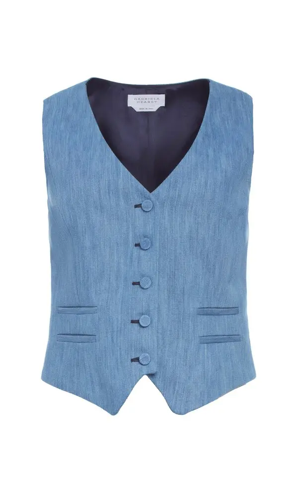 Gabriela Hearst Coleridge Denim Vest - Medium Blue