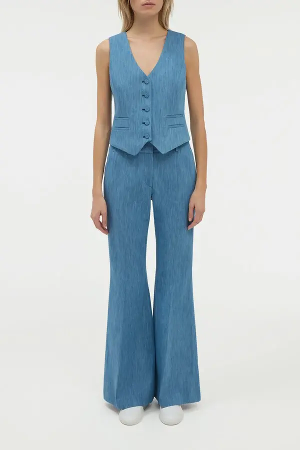 Gabriela Hearst Coleridge Denim Vest - Medium Blue