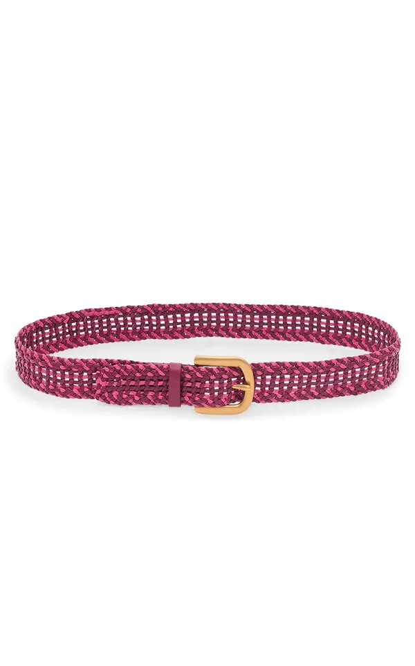 Gabriela Hearst Sam Braided Leather Belt - Fuchsia Multi