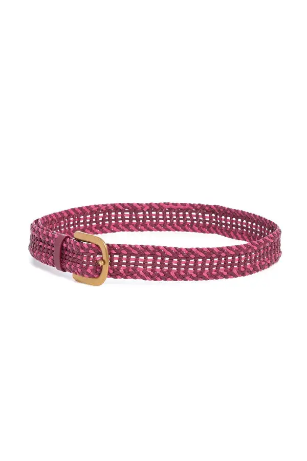 Gabriela Hearst Sam Braided Leather Belt - Fuchsia Multi