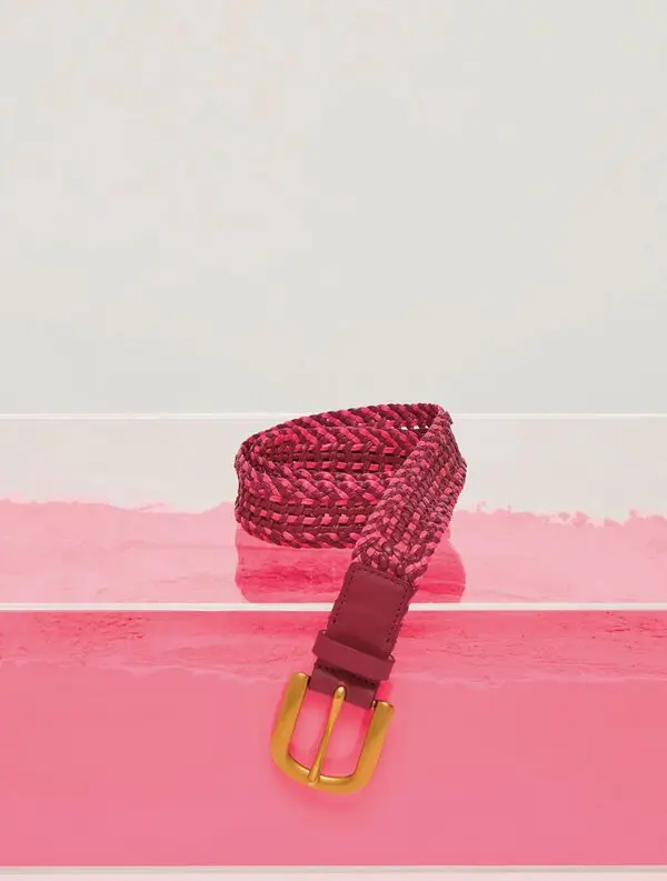 Gabriela Hearst Sam Braided Leather Belt - Fuchsia Multi