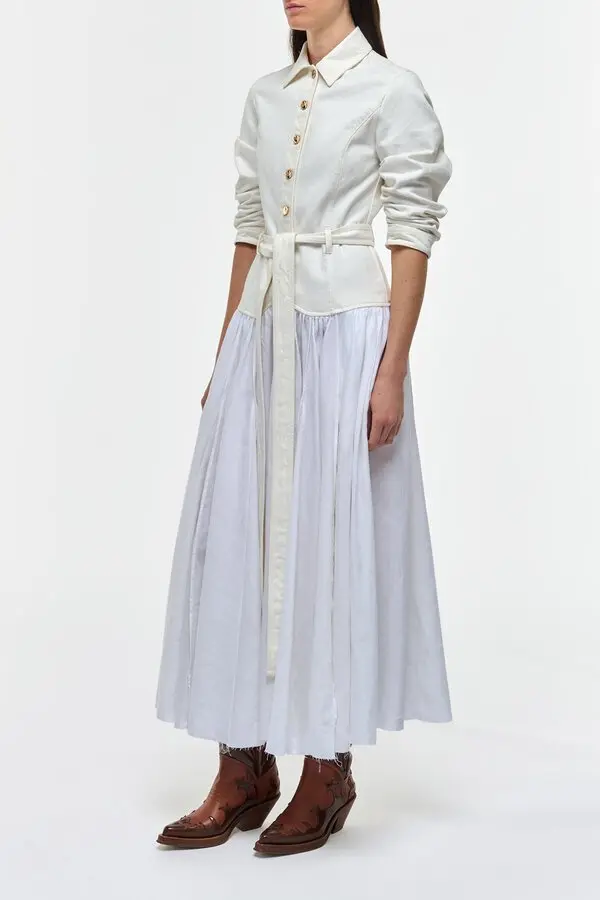 Gabriela Hearst Delyth Shirtdress In Recycled Cotton Denim & Linen