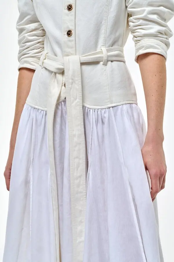 Gabriela Hearst Delyth Shirtdress In Recycled Cotton Denim & Linen
