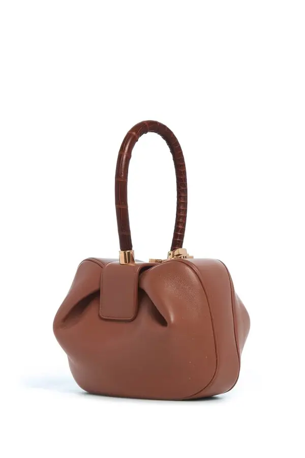 Gabriela Hearst Nina Bag In Nappa Leather With Crocodile Handle - Cognac