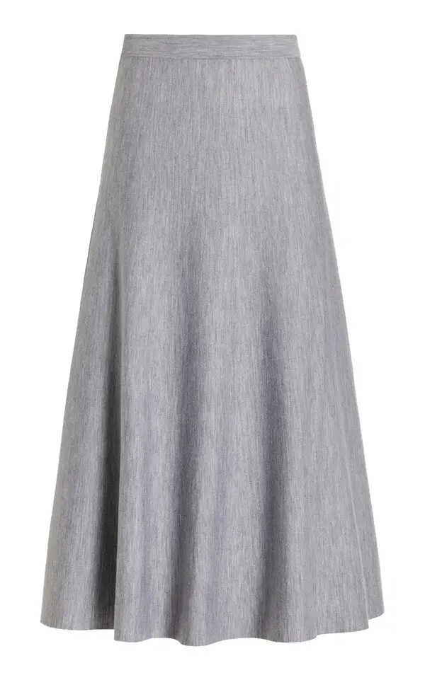 Gabriela Hearst Freddie Knit Midi Skirt In Merino Wool Cashmere - Heather Grey