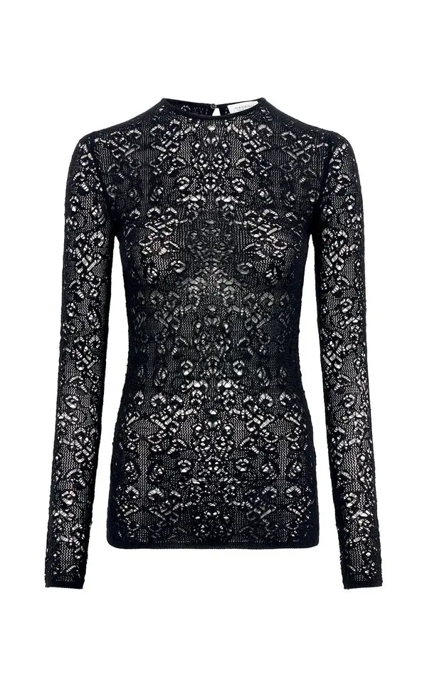 Gabriela Hearst Evander Lace Knit Crewneck - Black