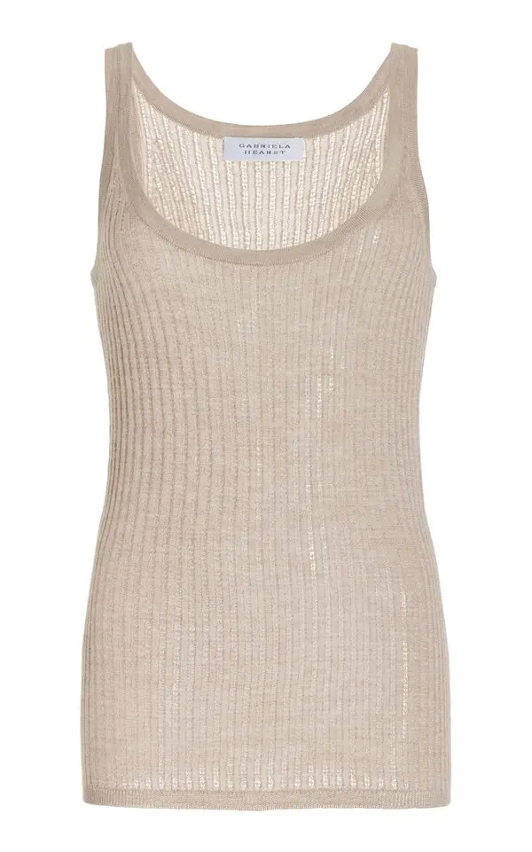Gabriela Hearst Nevin Pointelle Knit Tank Top - Oatmeal