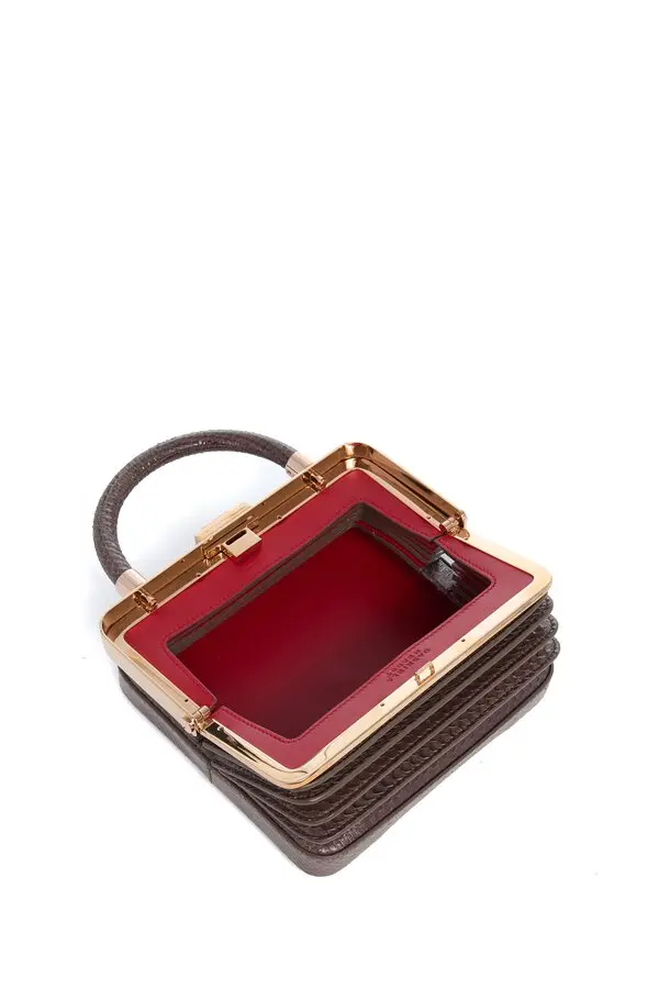 Gabriela Hearst Diana Bag In Snakeskin - Charcoal