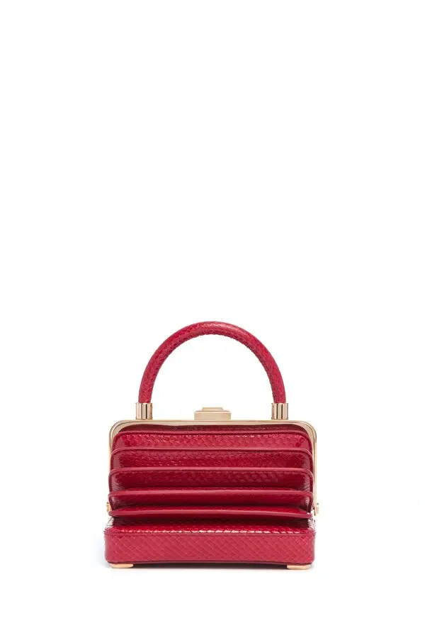 Gabriela Hearst Small Diana Snakeskin Handbag - Red