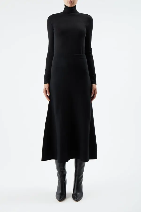 Gabriela Hearst Costa Knit Turtleneck In Cashmere Silk - Black