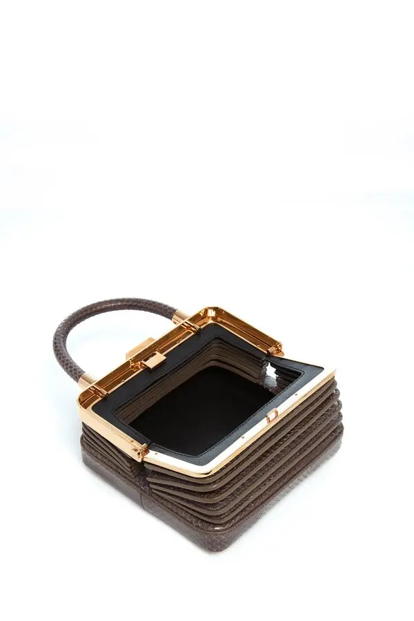 Gabriela Hearst Small Diana Snakeskin Bag - Charcoal