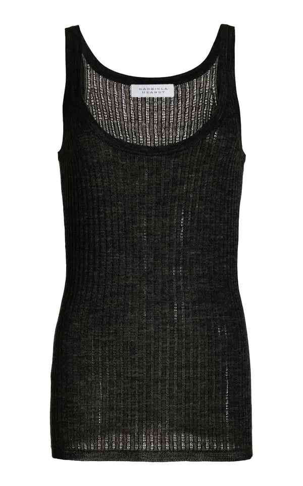 Gabriela Hearst Nevin Pointelle Knit Tank Top In Cashmere Silk - Black