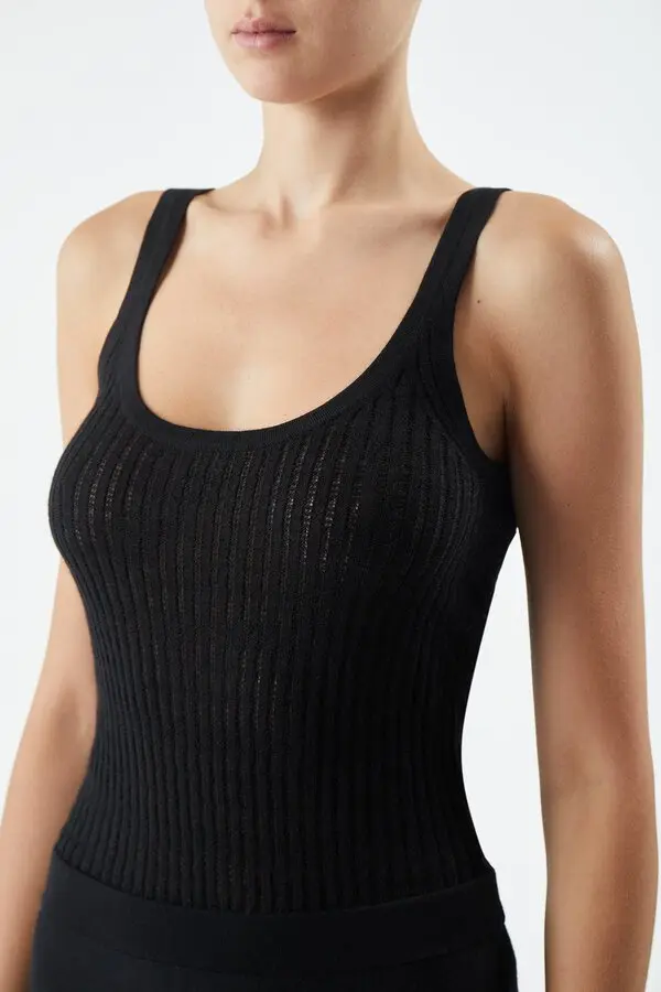 Gabriela Hearst Nevin Pointelle Knit Tank Top In Cashmere Silk - Black
