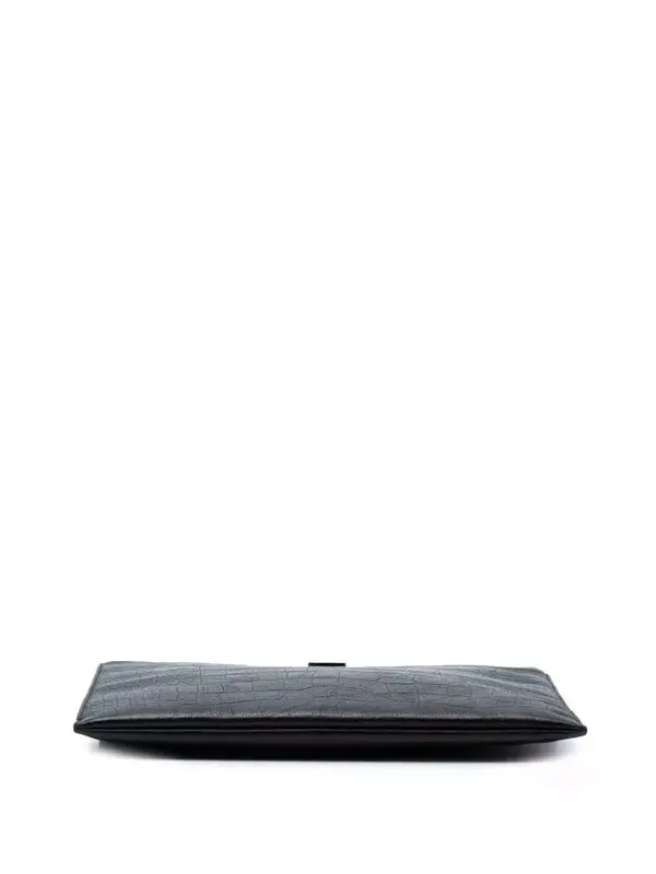 Saint Laurent 2020 Croc Embossed Leather Monogram Clutch Bag