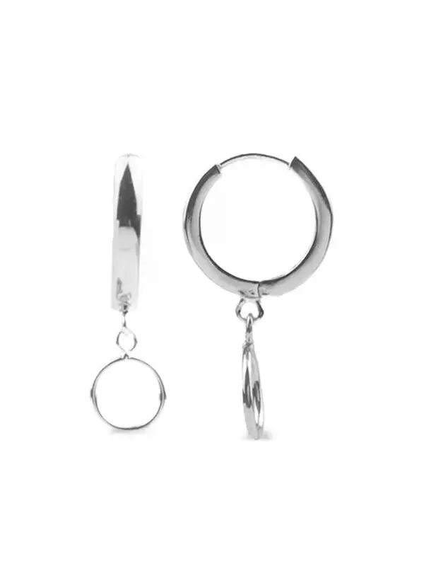 ALL THE LUCK IN THE WORLD Circle-drop Hoop Earrings - Silver