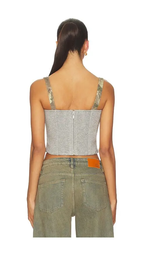 MARRKNULL Printed Pleated Corset Top - Grey