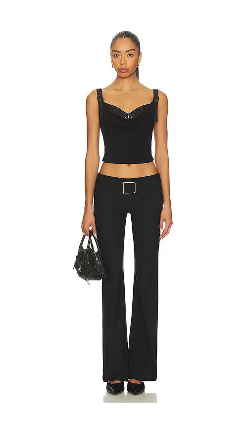 MARRKNULL Printed Pleated Corset Top