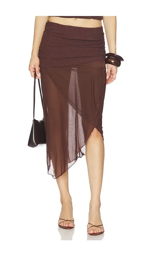 TIGER MIST Zinnia Midi Skirt - Chocolate