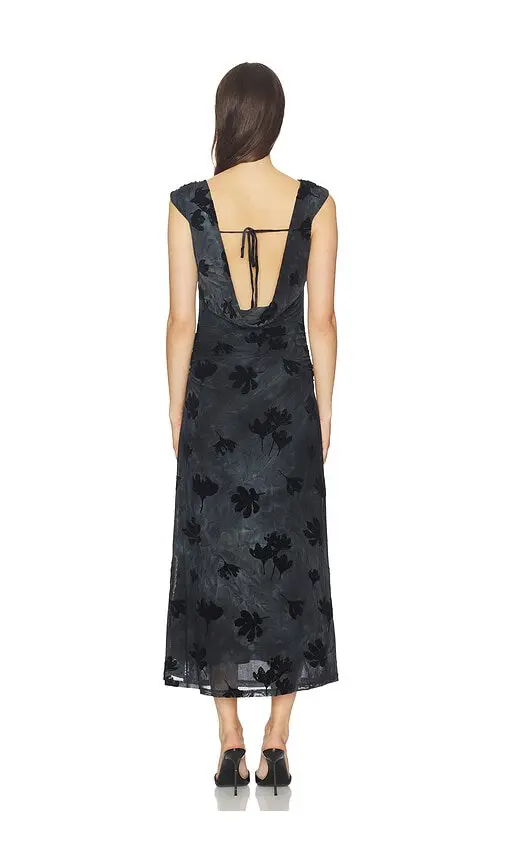 Astr The Label Tionne Embossed Velvet Floral Print Dress