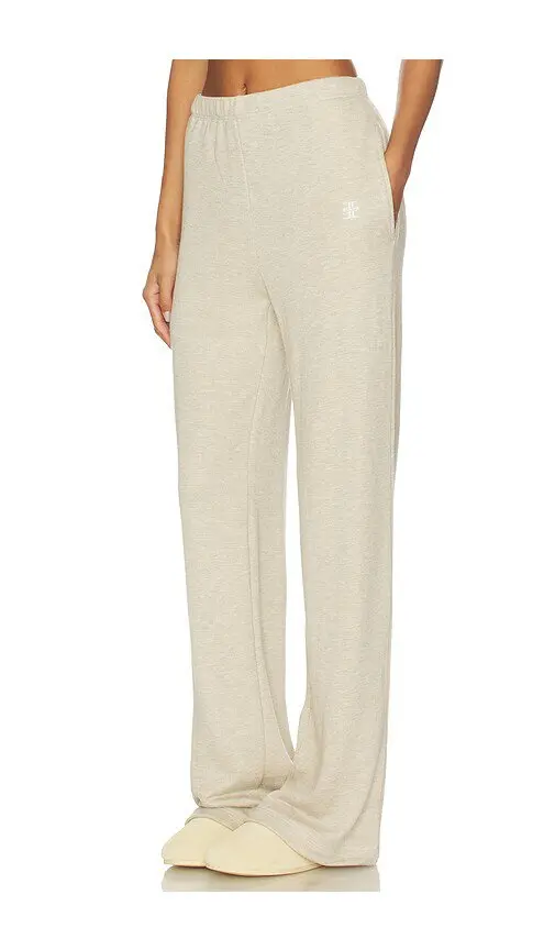Eterne Oversized Wide Leg Sweatpant - Heather Oatmeal
