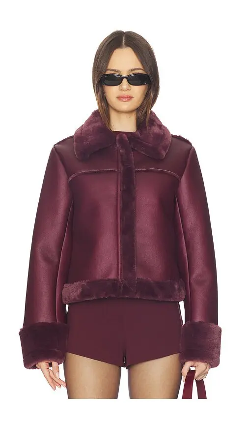 Superdown Sasha Faux Leather Jacket - Oxblood