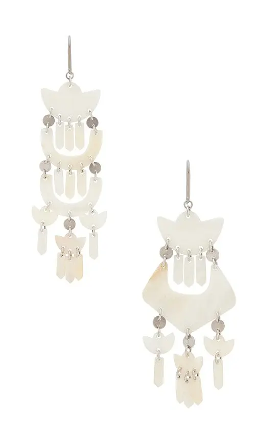 Isabel Marant Yue Long Earrings - White & Silver
