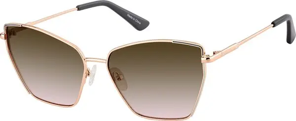 Zenni Cat-eye Sunglasses With Metal Full Rim Frame - Rose Gold