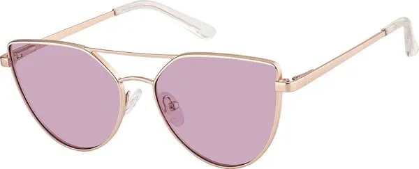 Zenni Cat-eye Sunglasses With Full Rim Metal Frame - Rose Gold