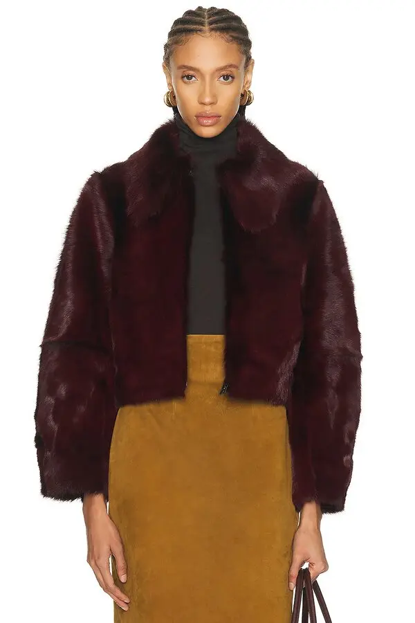 BY MALENE BIRGER Rowani Fur Jacket - Cabernet