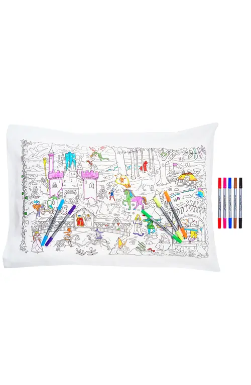 EAT SLEEP DOODLE Color Your Own Fairytale Pillowcase - White