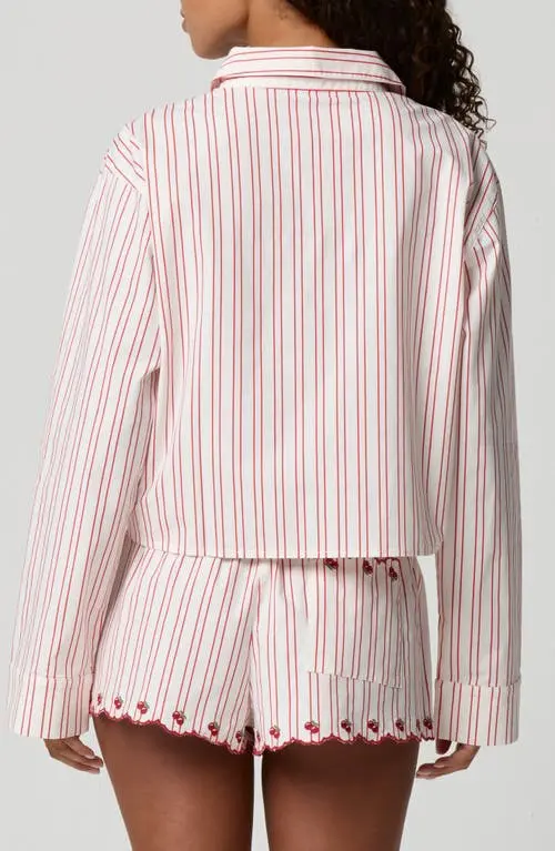 FLORENCE BY MILLS Cherry Stripe Crop Button-up Shirt