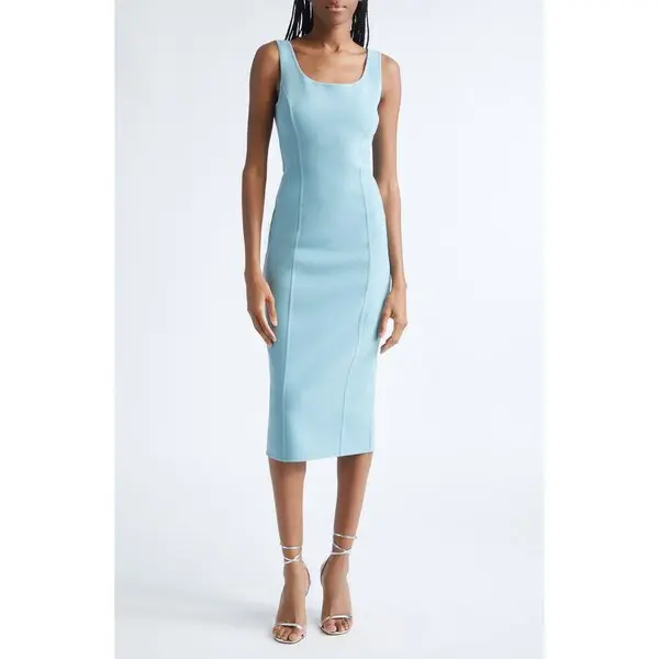 Michael Kors Stretch Wool Blend Crepe Sheath Dress