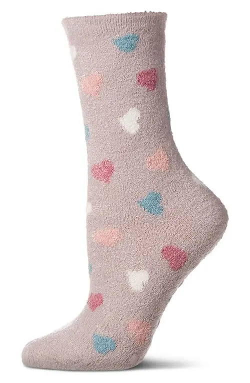 MEMOI All Over Hearts Lavender Infused Crew Socks - Cement