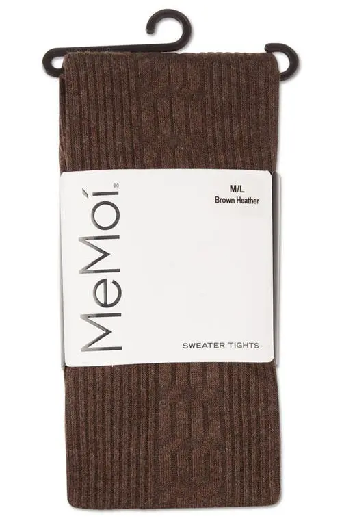 MEMOI Cable Stitch Sweater Tights - Brown Heather