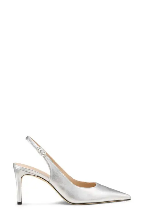 STUART WEITZMAN Pointed Toe Slingback Pumps - Silver Metallic
