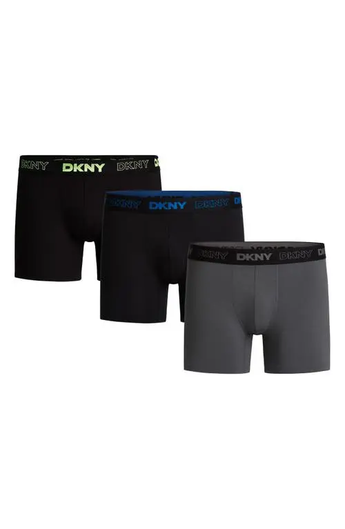 Dkny 3-pack Eco Active Boxer Briefs - Jet Black/lime Punch/grey