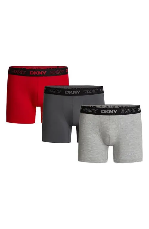 Dkny 3-pack Eco Active Boxer Briefs - Red/grey/heather Grey