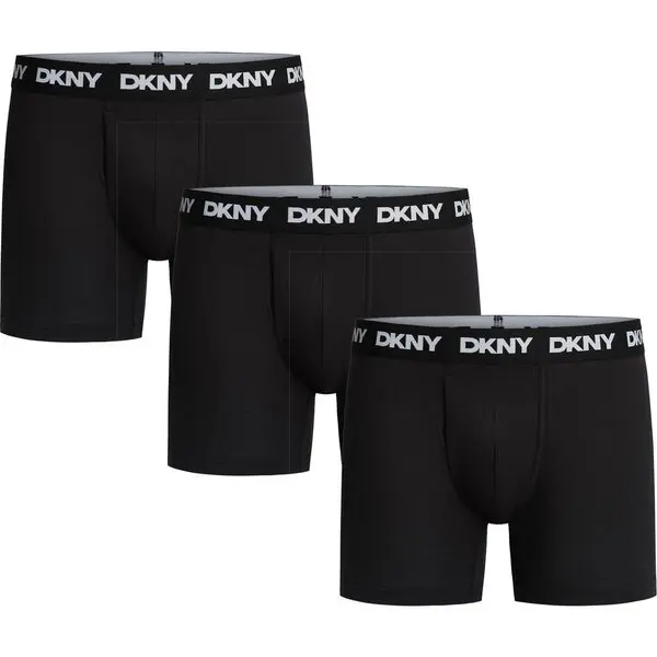 Dkny 3-pack Stretch Cotton Boxer Briefs - Black/black/black