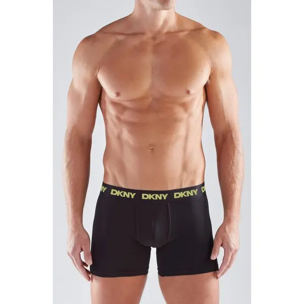Dkny 3-pack Stretch Cotton Boxer Briefs - Jet/black Lime Punch/greyhtr