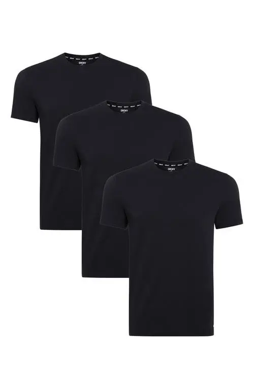 Dkny 3-pack Stretch Cotton Crewneck T-shirts - Black