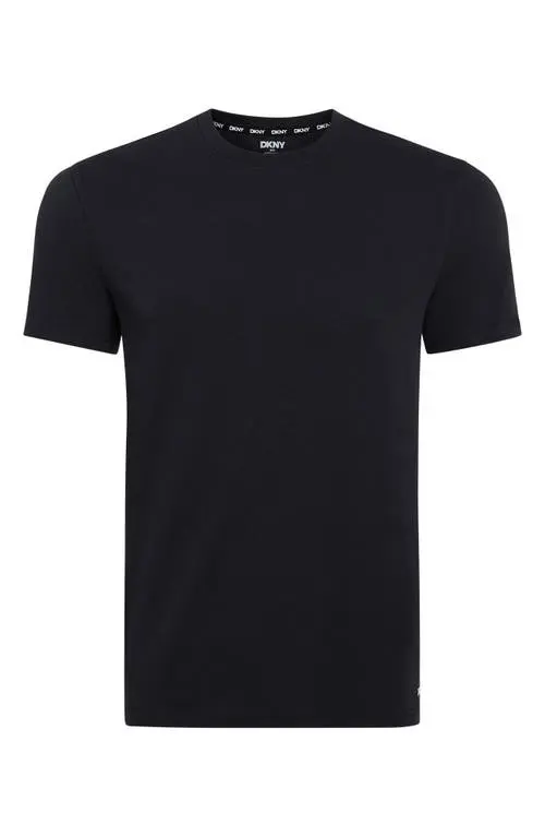Dkny 3-pack Stretch Cotton Crewneck T-shirts - Black
