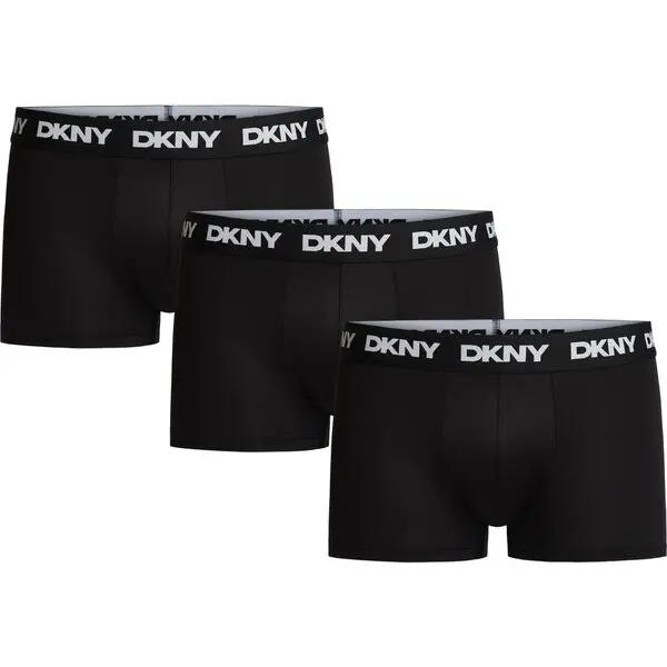 Dkny 3-pack Ultralight Microfiber Mesh Trunks - Black/black/black