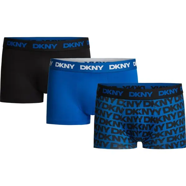 Dkny 3-pack Ultralight Microfiber Mesh Trunks - Black/bright White/charcoal