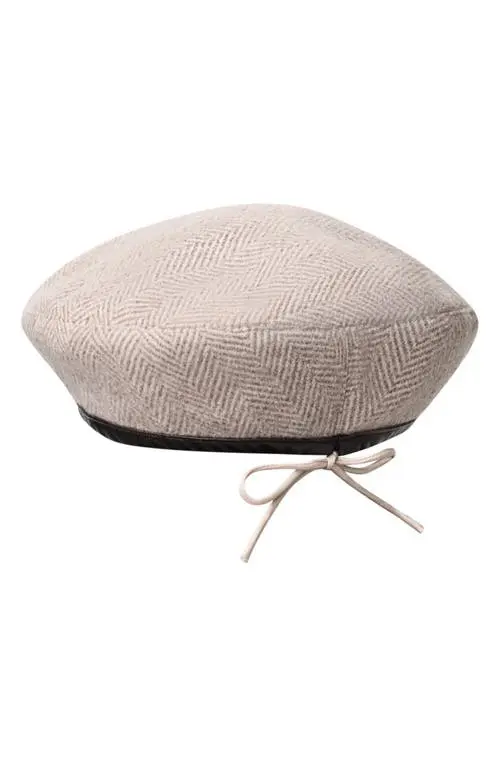 Naked Wardrobe Herringbone Beret - Taupe Chevron