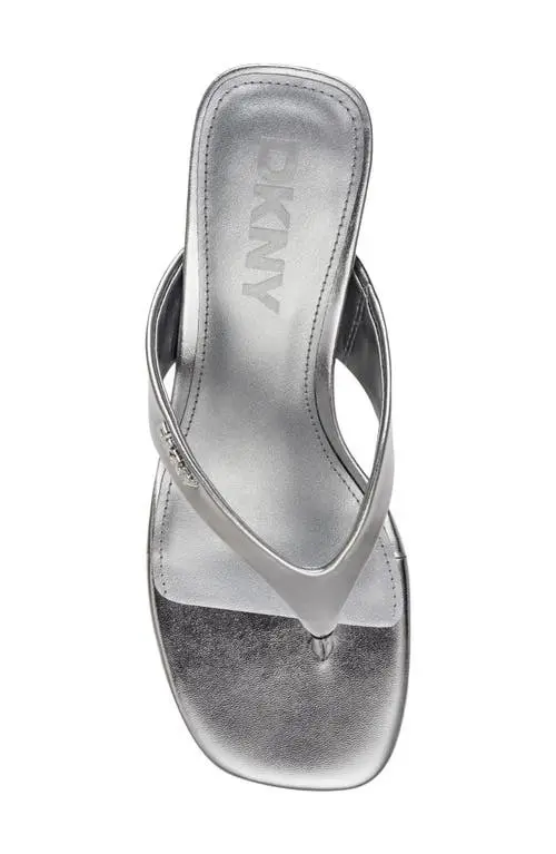 Dkny Sculptural Heel Flip Flops - Nickel